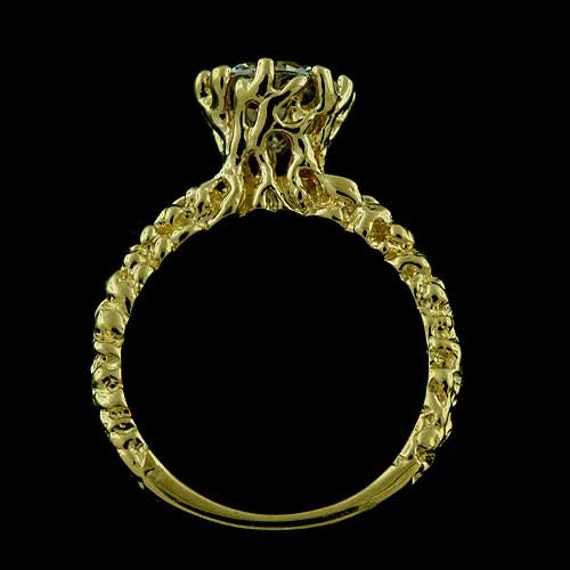 Nature Inspired Organic Ring 7.5mm Round Cubic Zirconia Ring - Etsy