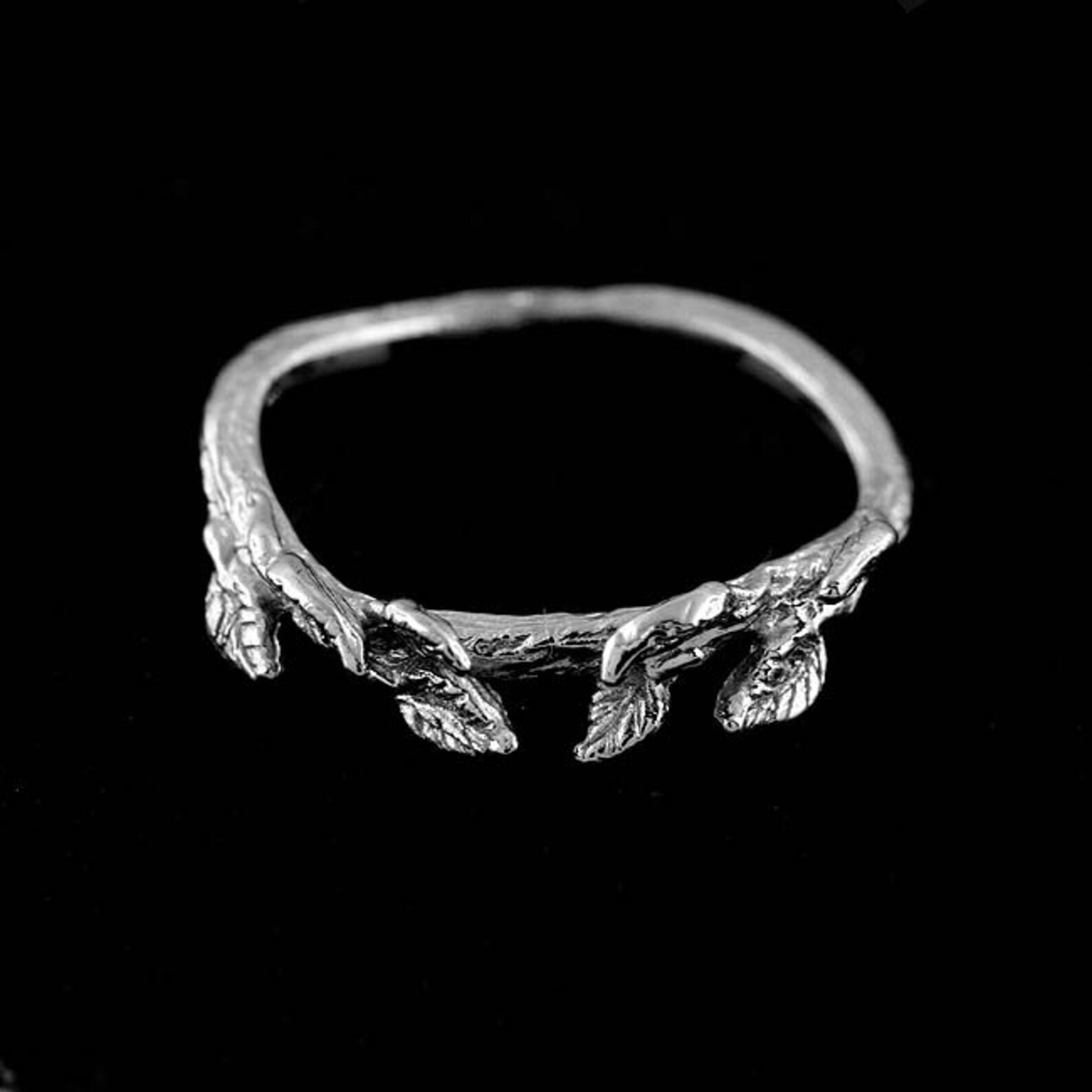 Silver Wedding Band Leaf Silver Ring Organic Leaves Wedding - Etsy