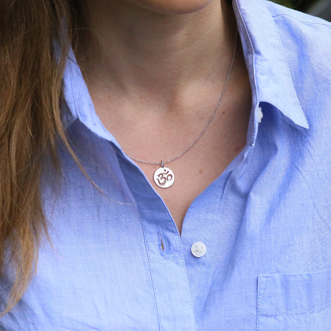 OM AUM Gold Necklace OM Disc Charm Pendant Religious Symbol - Etsy