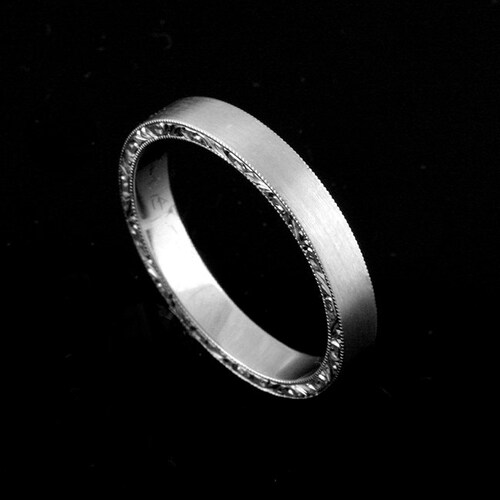 V Pointed Wedding Ring Engraved Wedding Ring Vintage Style | Etsy