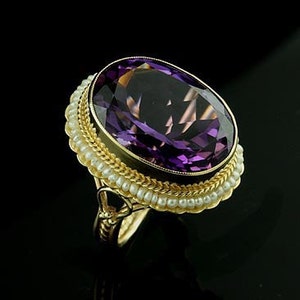 Amethyst Ring, Victorian Style Cocktail Ring, Large Oval Amethyst Ring ...