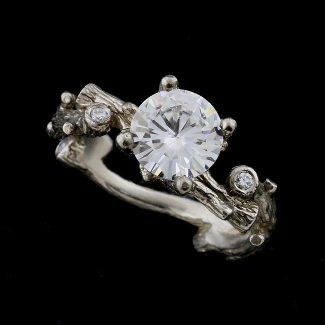 Tree Branch Ring, Twig Diamond Engagement Ring, 7mm Forever One ...