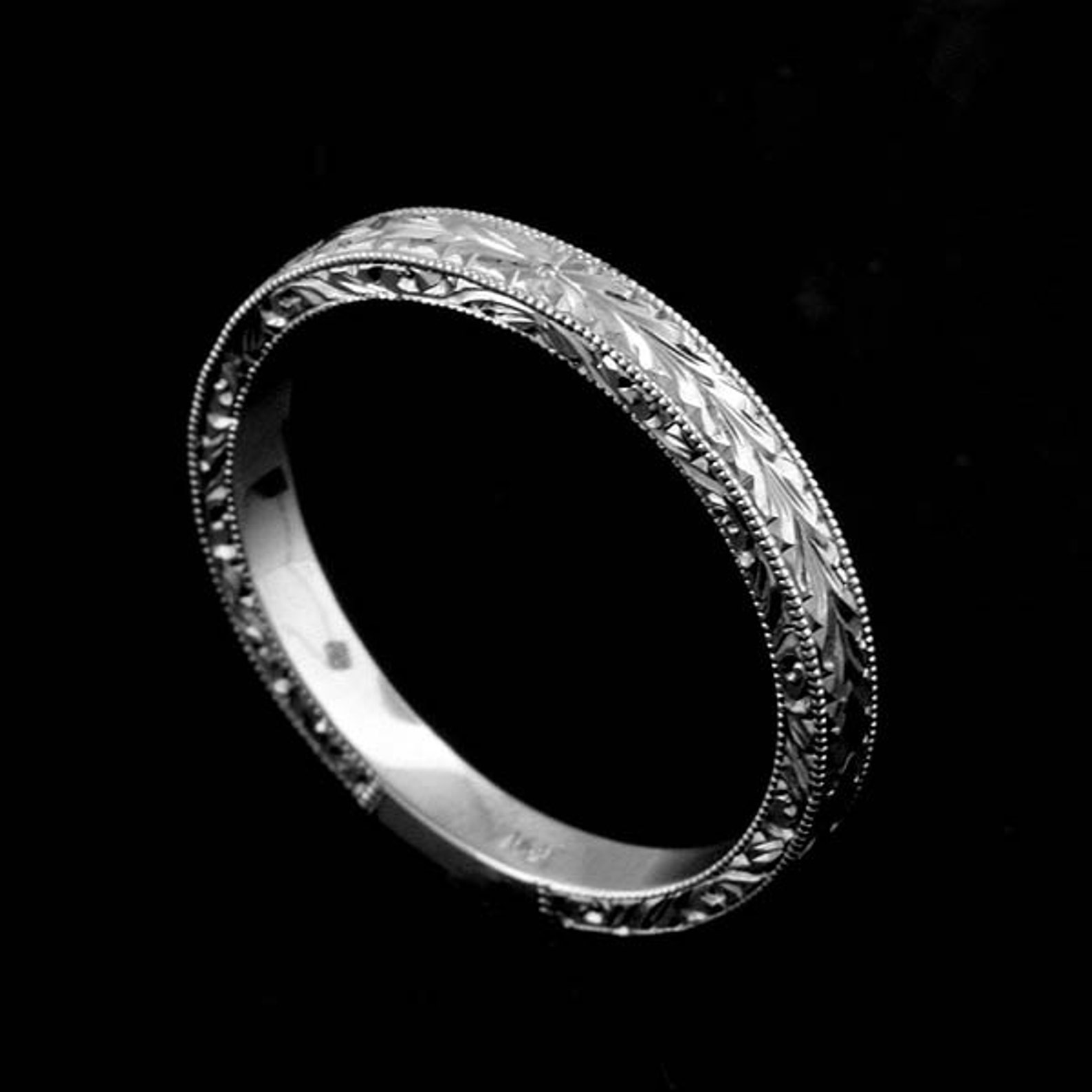 Art Deco Engraved Band Hand Engraved Wedding Ring Scroll - Etsy
