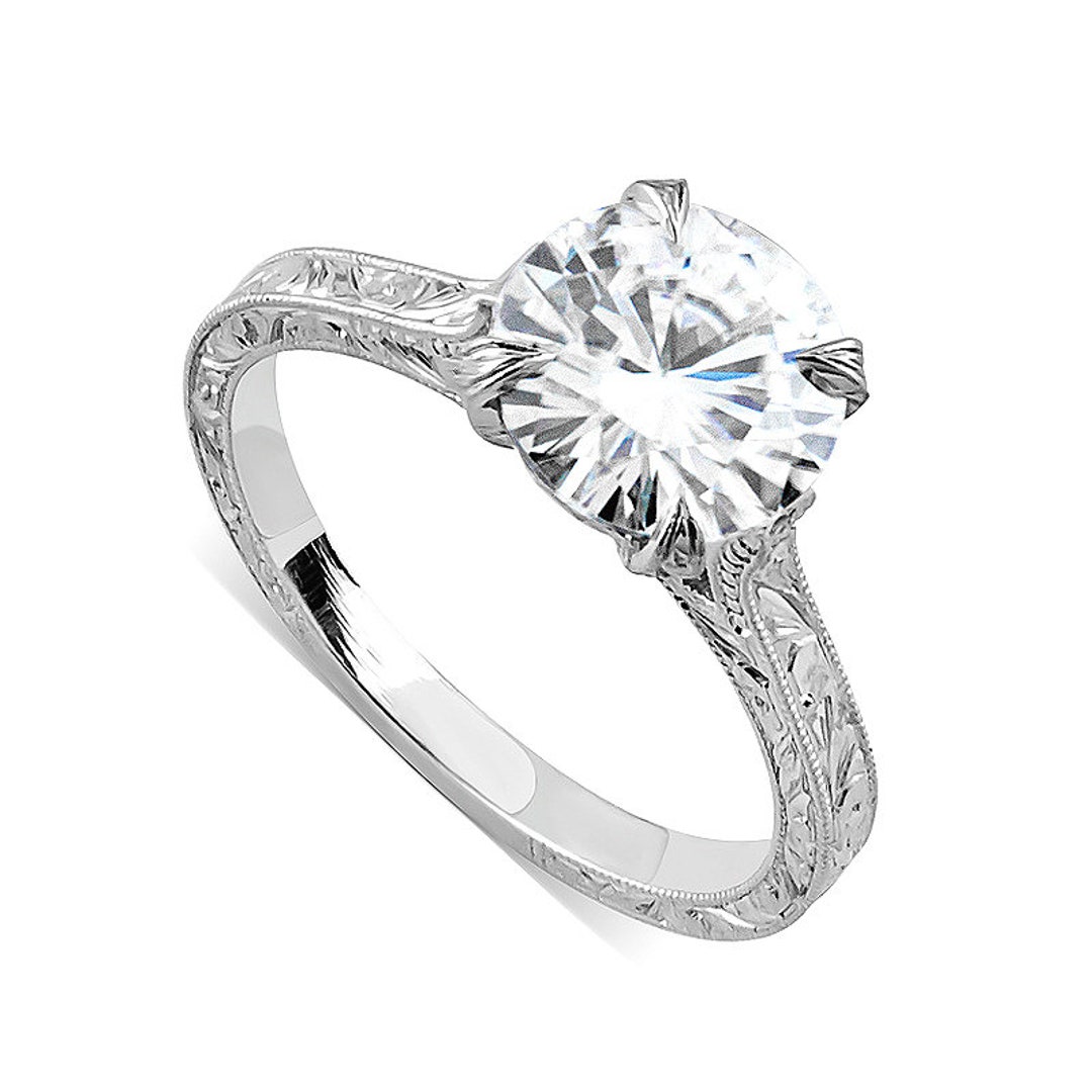 Engraved Solitaire Setting Mount Semi Mount Ring, , Vintage Inspired ...