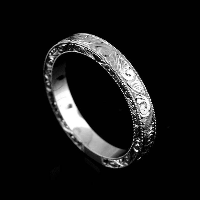 Silver Engraved Wedding Ring Silver Women's Wedding Band - Etsy