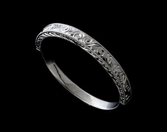 Silver Engraved Wedding Ring Silver Women's Band | Etsy