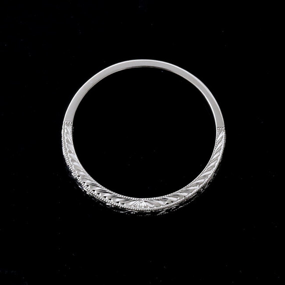 Scroll Engraved Wedding Ring Art Deco Wedding Band 2.3mm - Etsy