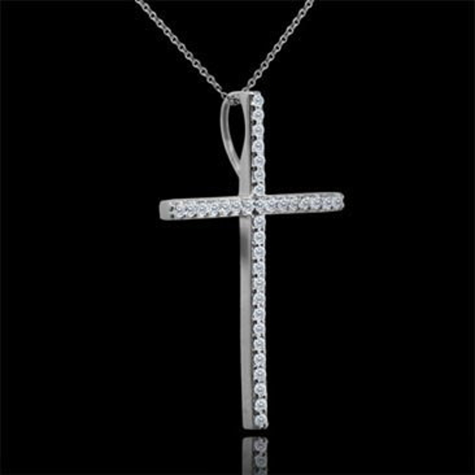 Large Diamond Cross Necklace Gold Cross Pendant Religious | Etsy