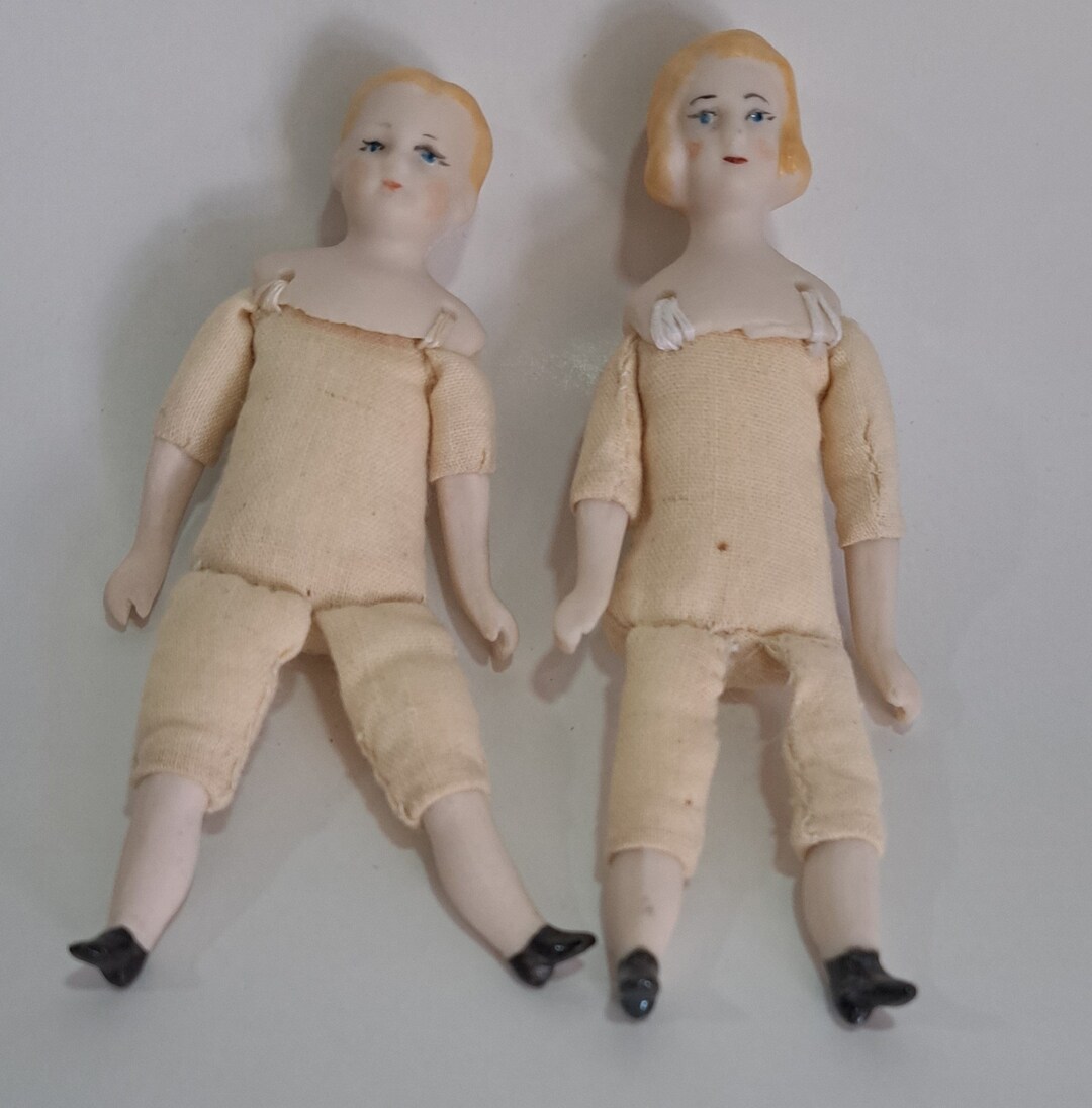 2 Vintage Soft Dolls Porcelain Bisque Doll Parts Head Beautiful Face ...