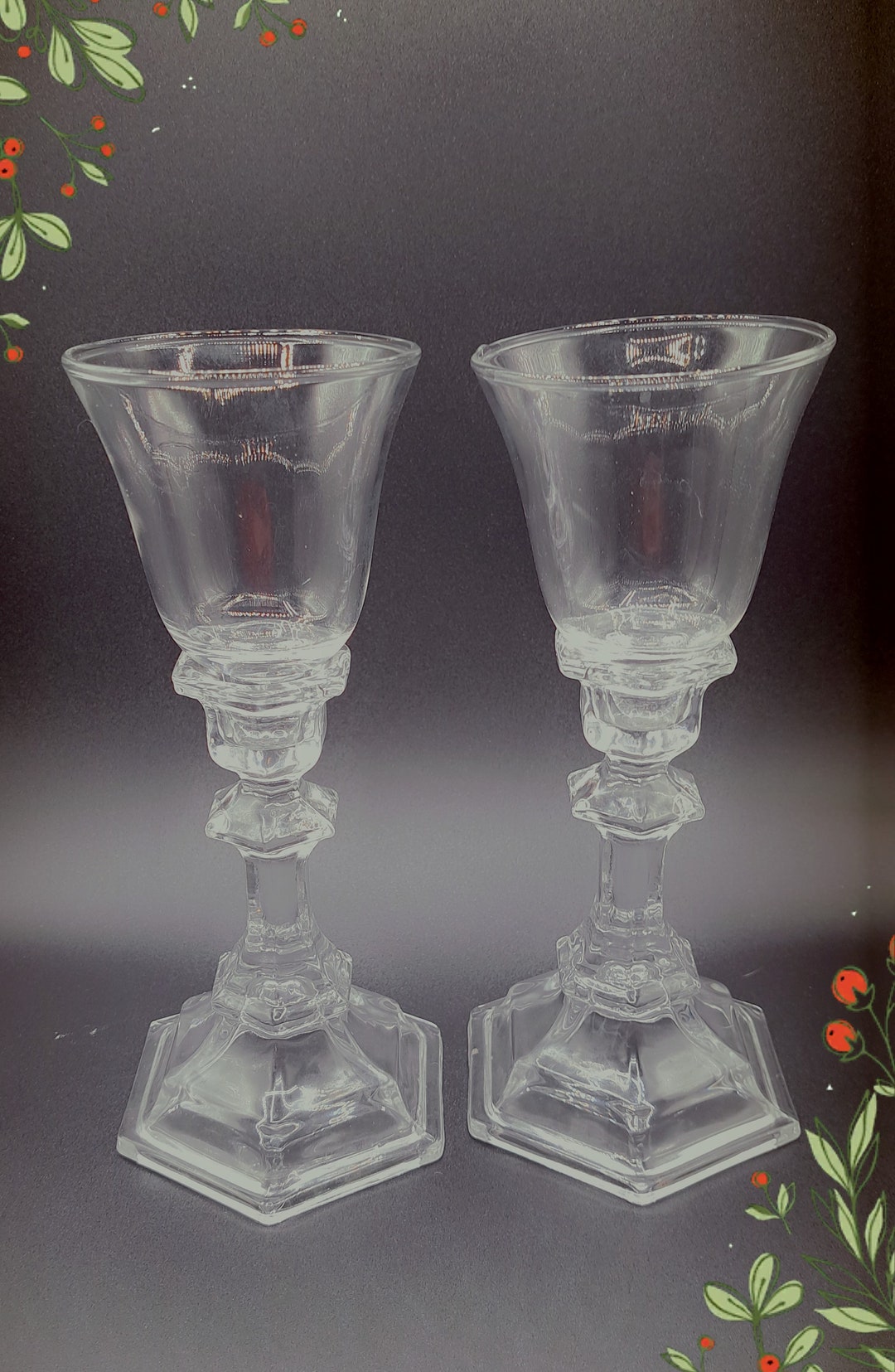 Vintage Clear Glass Bell Shape Votive Candle Holders With Pegs ...