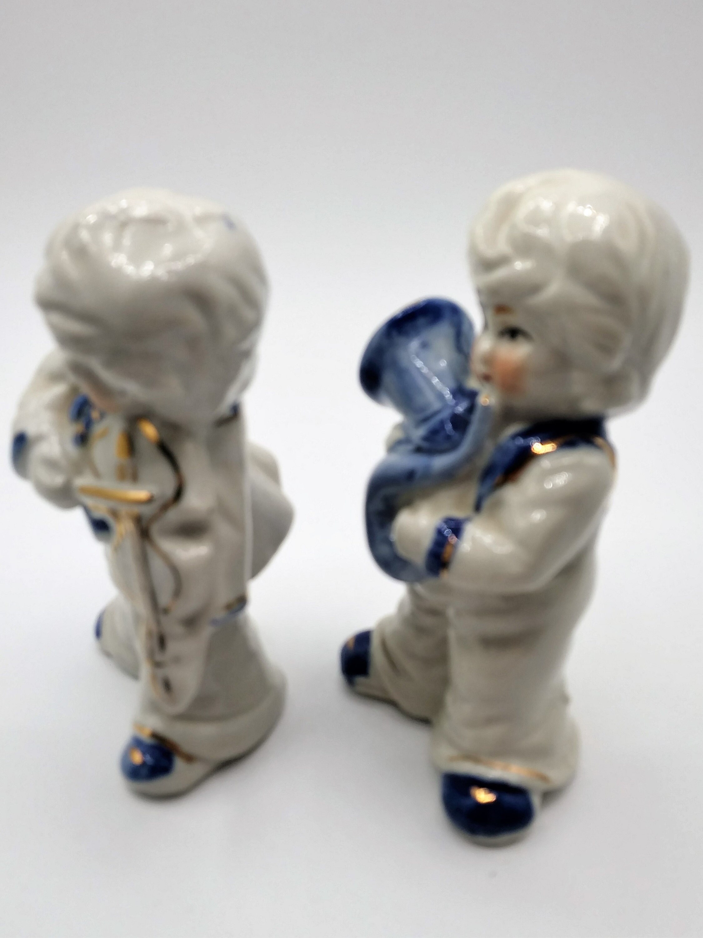 Vintage Blue and White Delft Type Boys With Musical Instruments Small ...