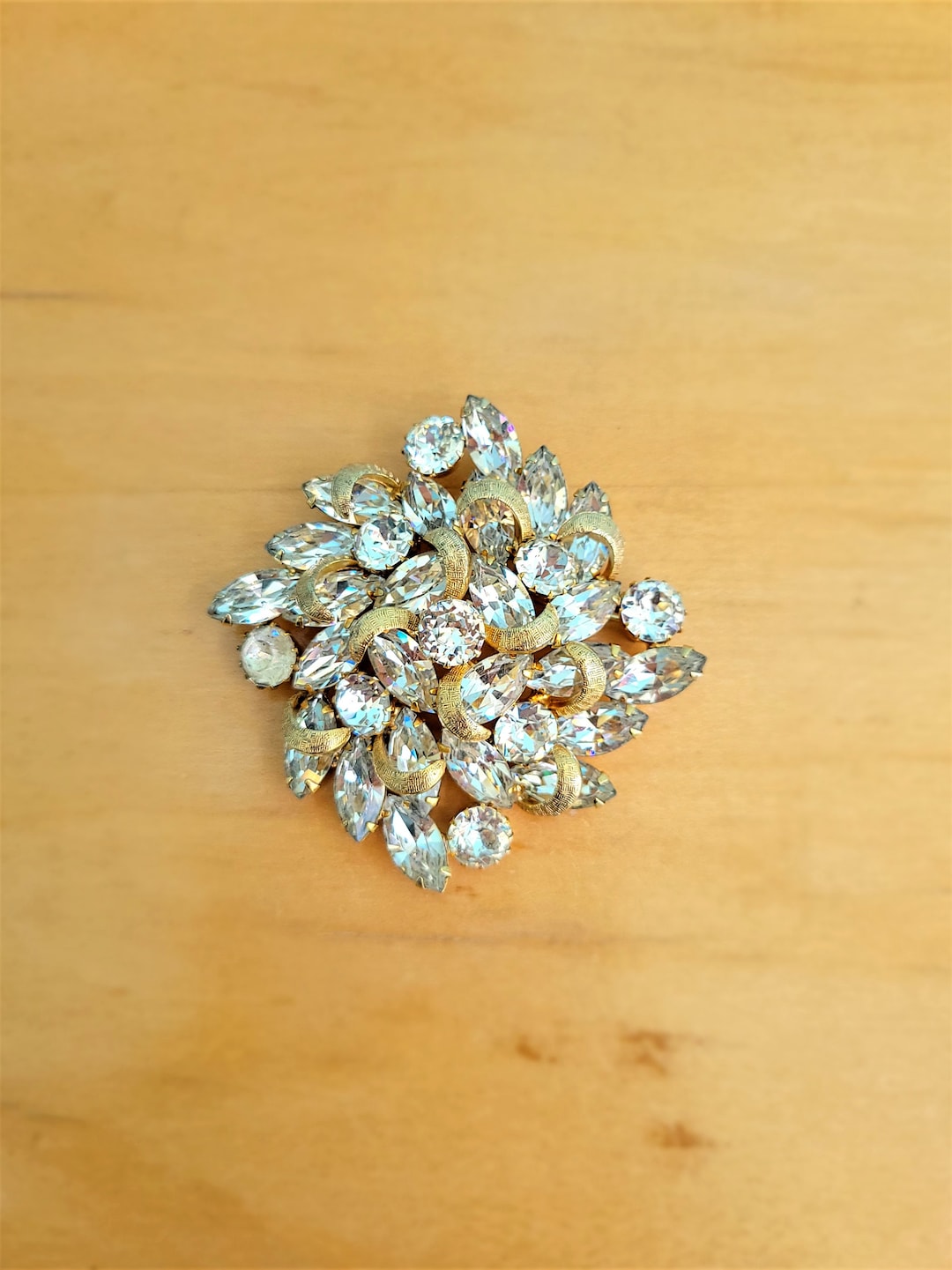 Vintage Kramer Diamond Shaped Wedding Brooch Pin With Clear Austrian ...