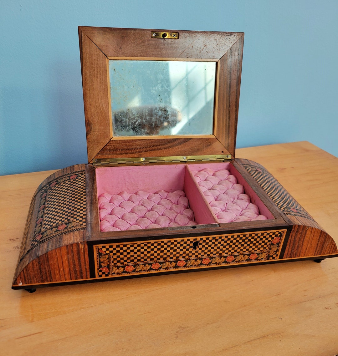 Antique 1900s Wooden Musical Jewelry Box, Hermann Thorans, Swiss - Etsy