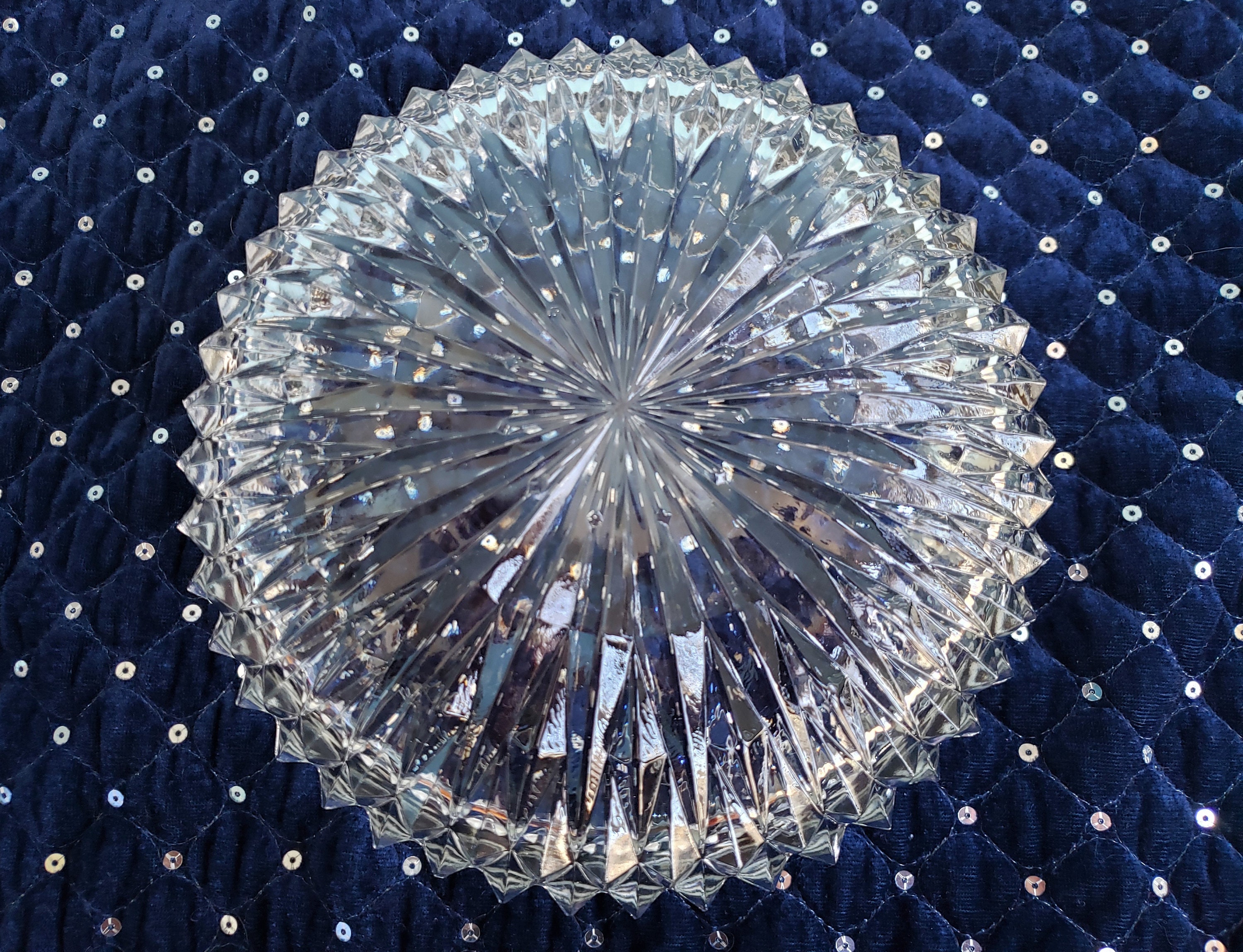 Antique Brilliant Deep Cut Diamond Shaped Crystal Heavy Lead Bowl ...