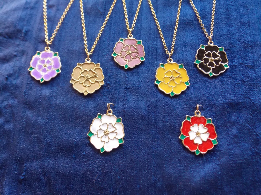 Heraldic Rose Pendants in a Rainbow of Colors, Handmade Rose Necklaces ...
