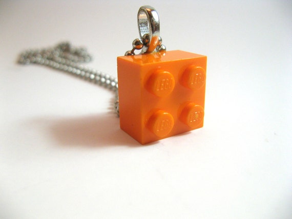 Items similar to Orange Lego Charm Necklace on Etsy