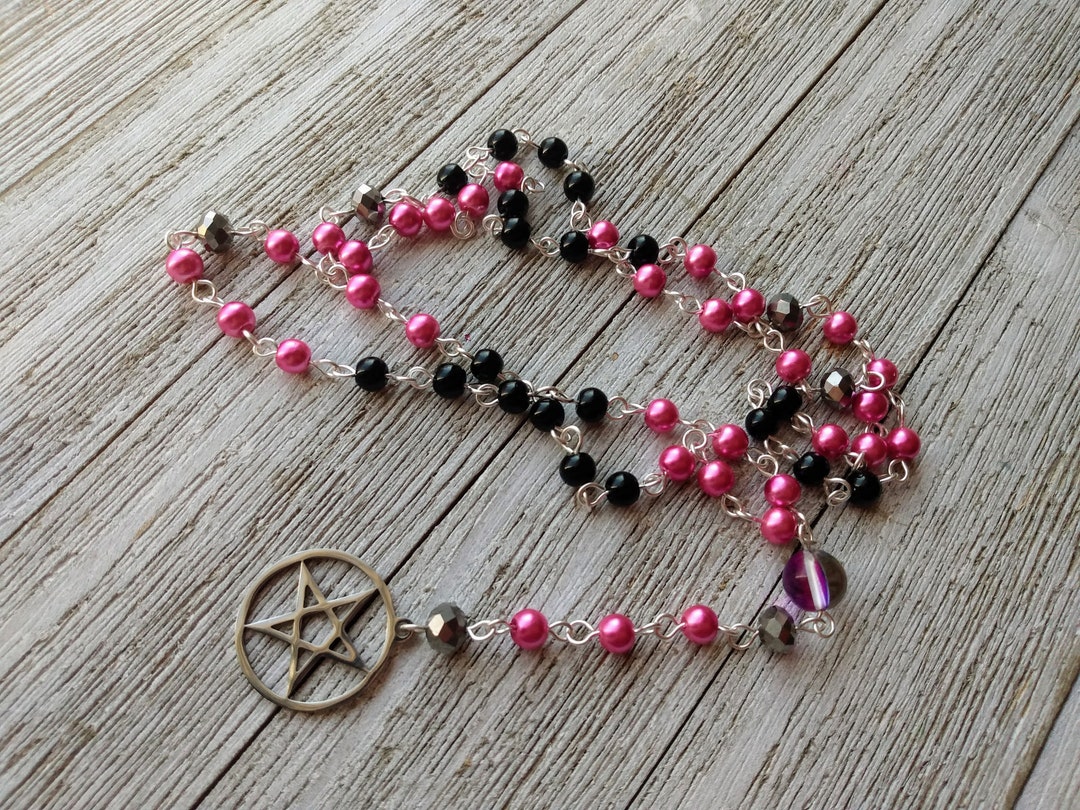 Satanic Rosary With Inverted Pentagram, Pink Rainbow Connector, Hot ...