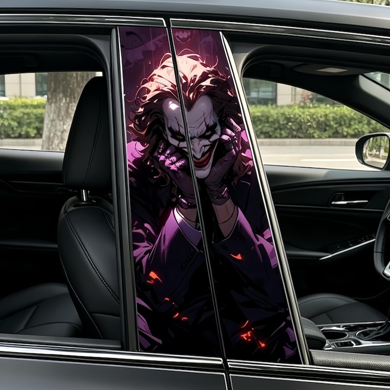 Custom Car B Pillar Decal, Joker Inspired Vinyl Sticker, Dark Suit ...