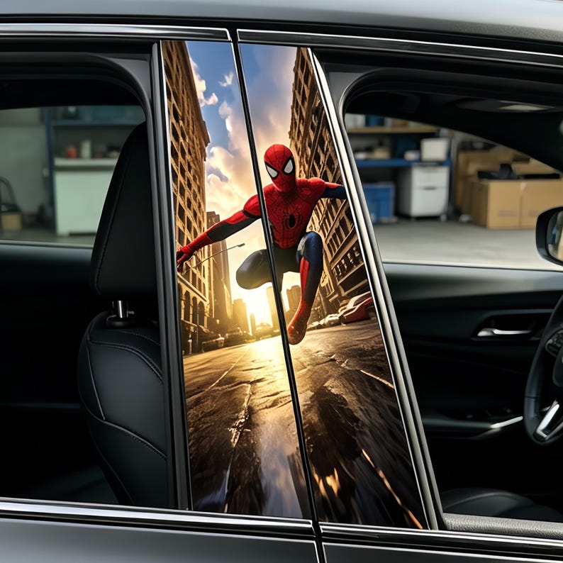 Custom Car B Pillar Decal,spider-man Inspired Vinyl Sticker,dark City ...