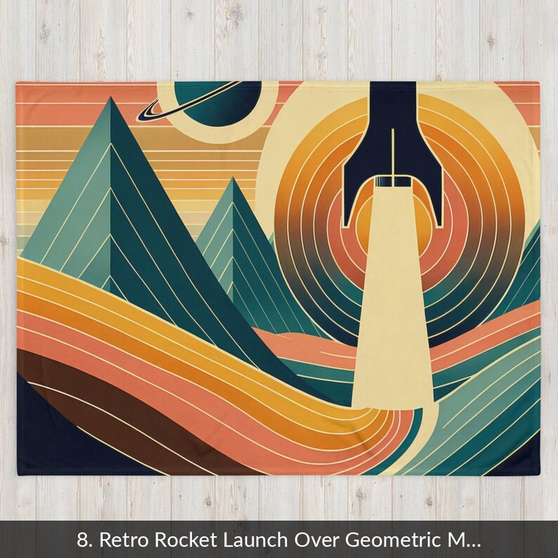 Geometric Pattern Art Throw Blanket | Retro Geometric Home Decor - Etsy UK