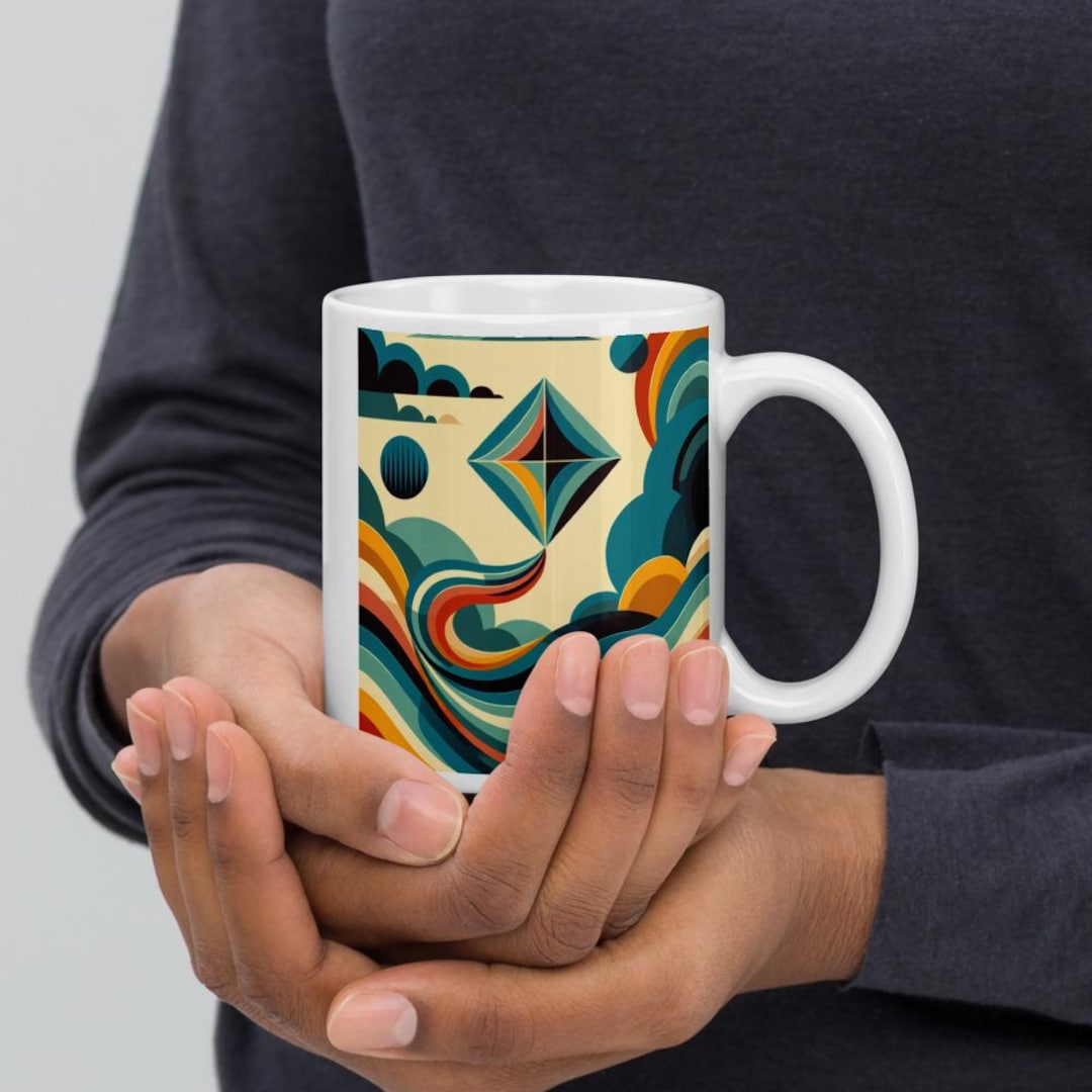 Geometric Pattern Art Mug | Retro Geometric Coffee Cup | 10 Designs ...