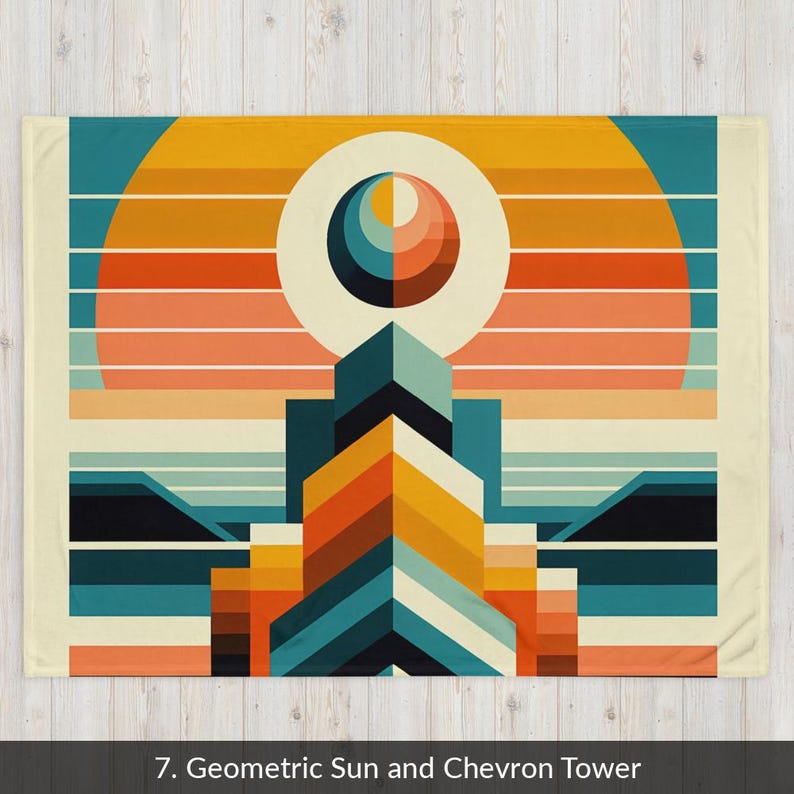 Geometric Pattern Art Throw Blanket | Retro Geometric Home Decor - Etsy UK