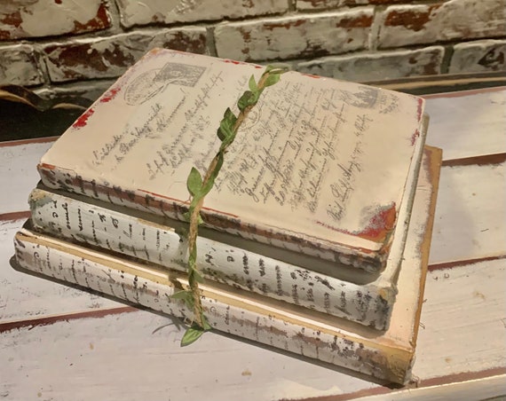 Old Books Farmhouse Vintage Book Decor Book Stack Chalk - Etsy