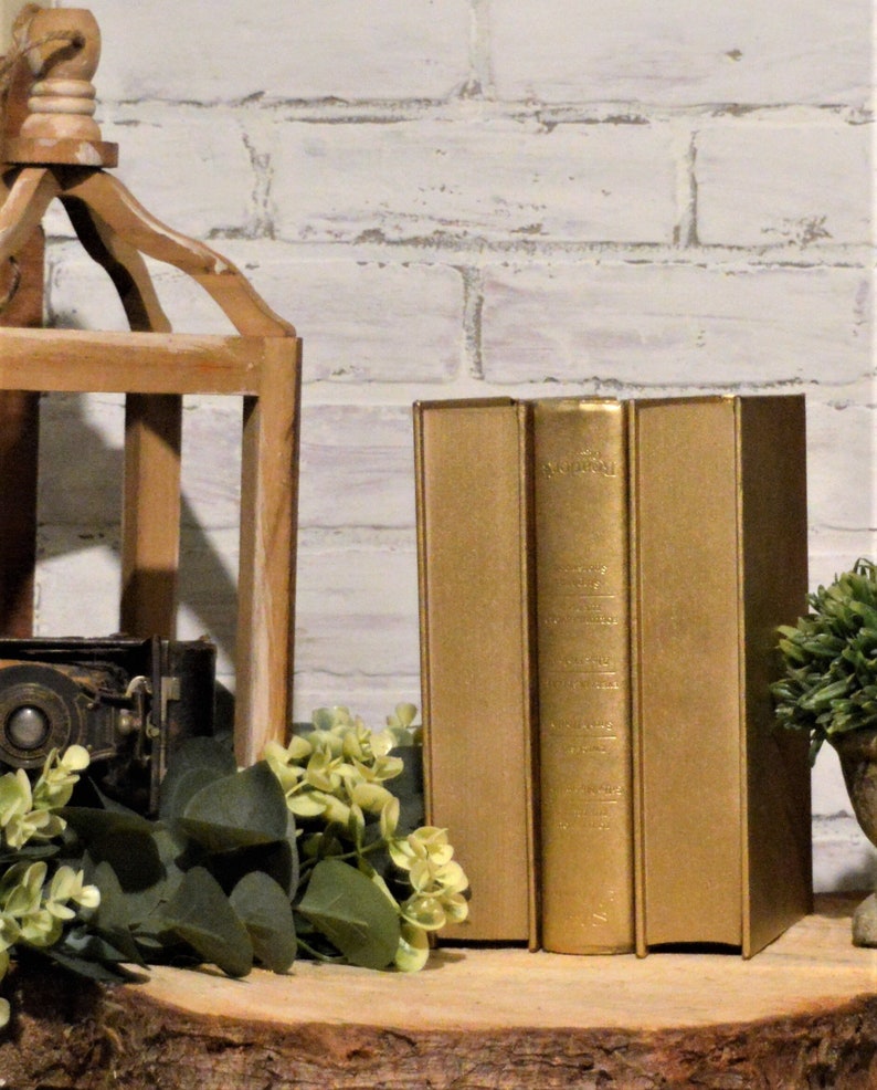 Decorative Books Designer Book Decor Bookshelf Decor Gold - Etsy