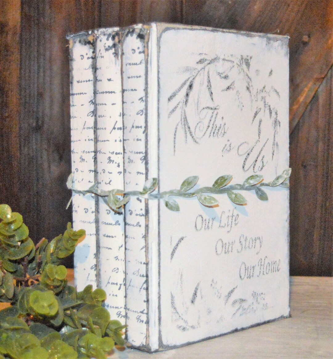 Old Book Stack, Book Decor, Neutral Shelf Decor, French Typography ...