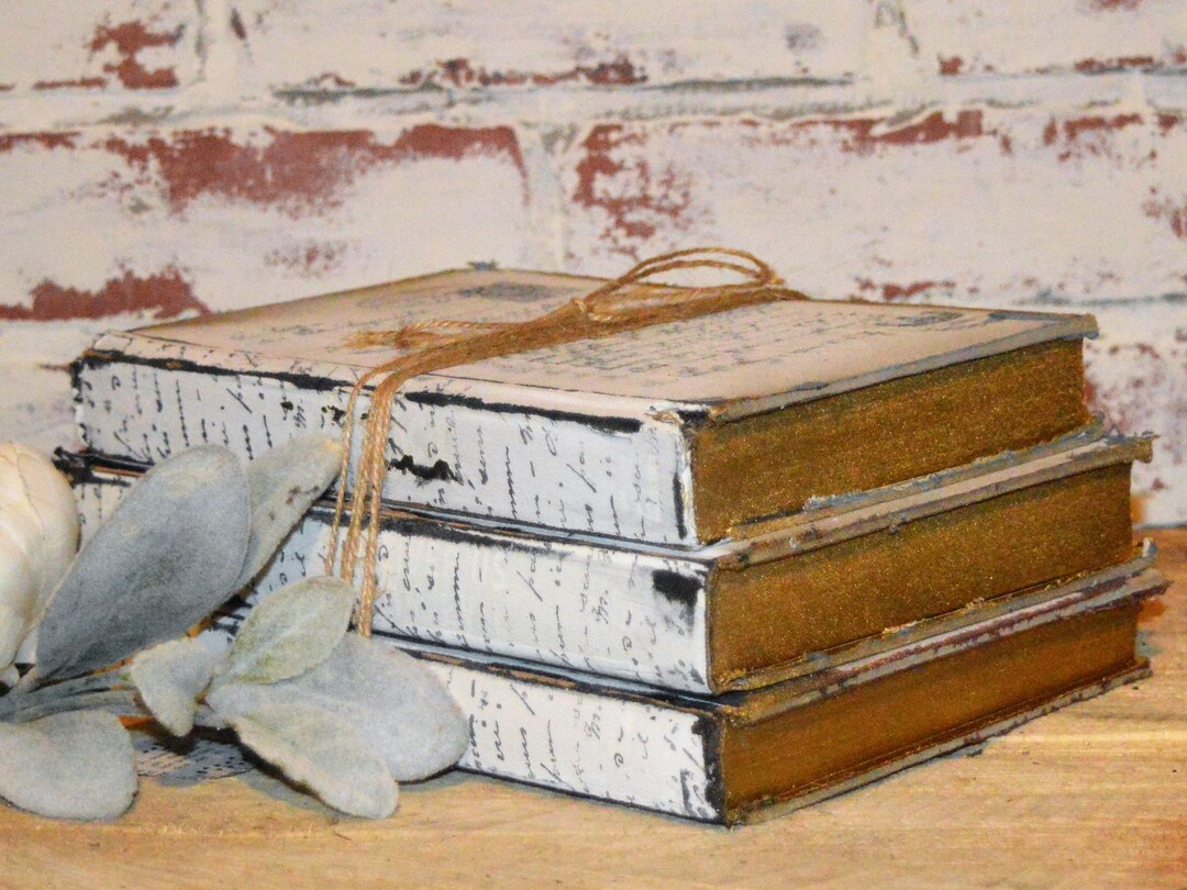 Vintage Book Bundle, Gold Page Edges, French Script, Farmhouse Decor - Etsy