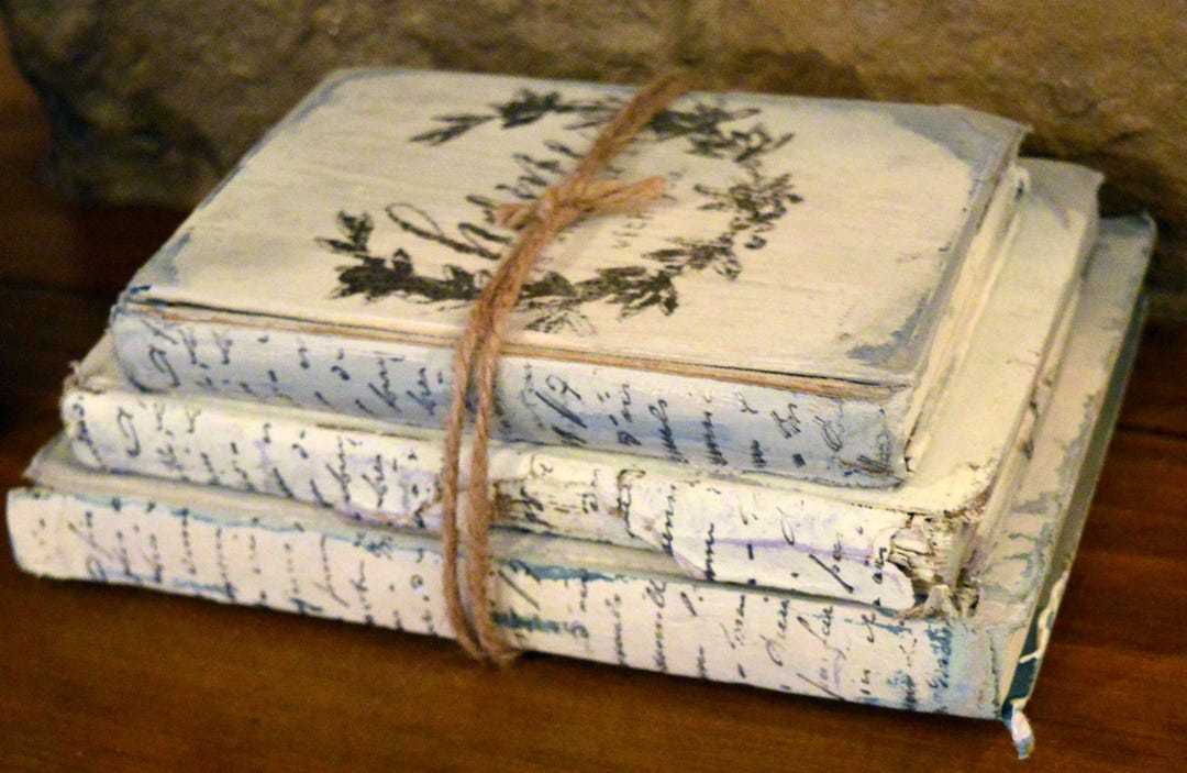 Distressed Vintage Book Stack: Farmhouse Decorative Books - Etsy