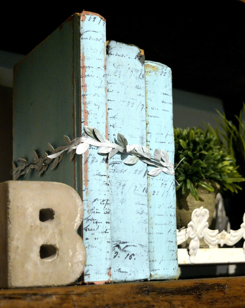 Painted Books Farmhouse Book Stack Distressed Vintage Books | Etsy