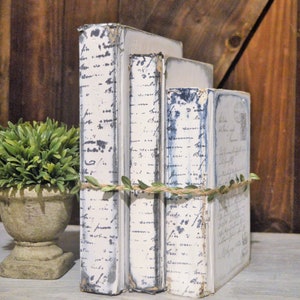 Old Book Stack, Book Decor, Neutral Shelf Decor, French Typography ...