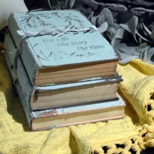 Painted Books, Farmhouse Book Stack, Distressed Vintage Books, This is ...