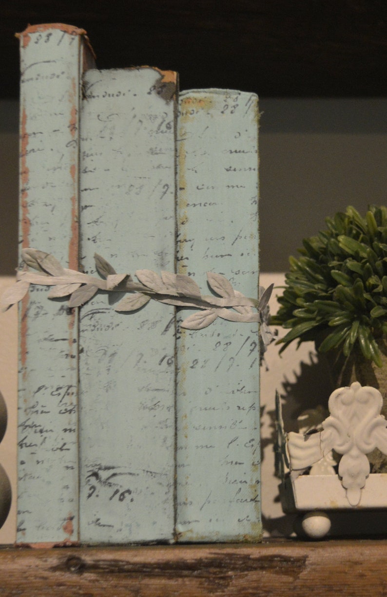 Painted Books Farmhouse Book Stack Distressed Vintage Books | Etsy