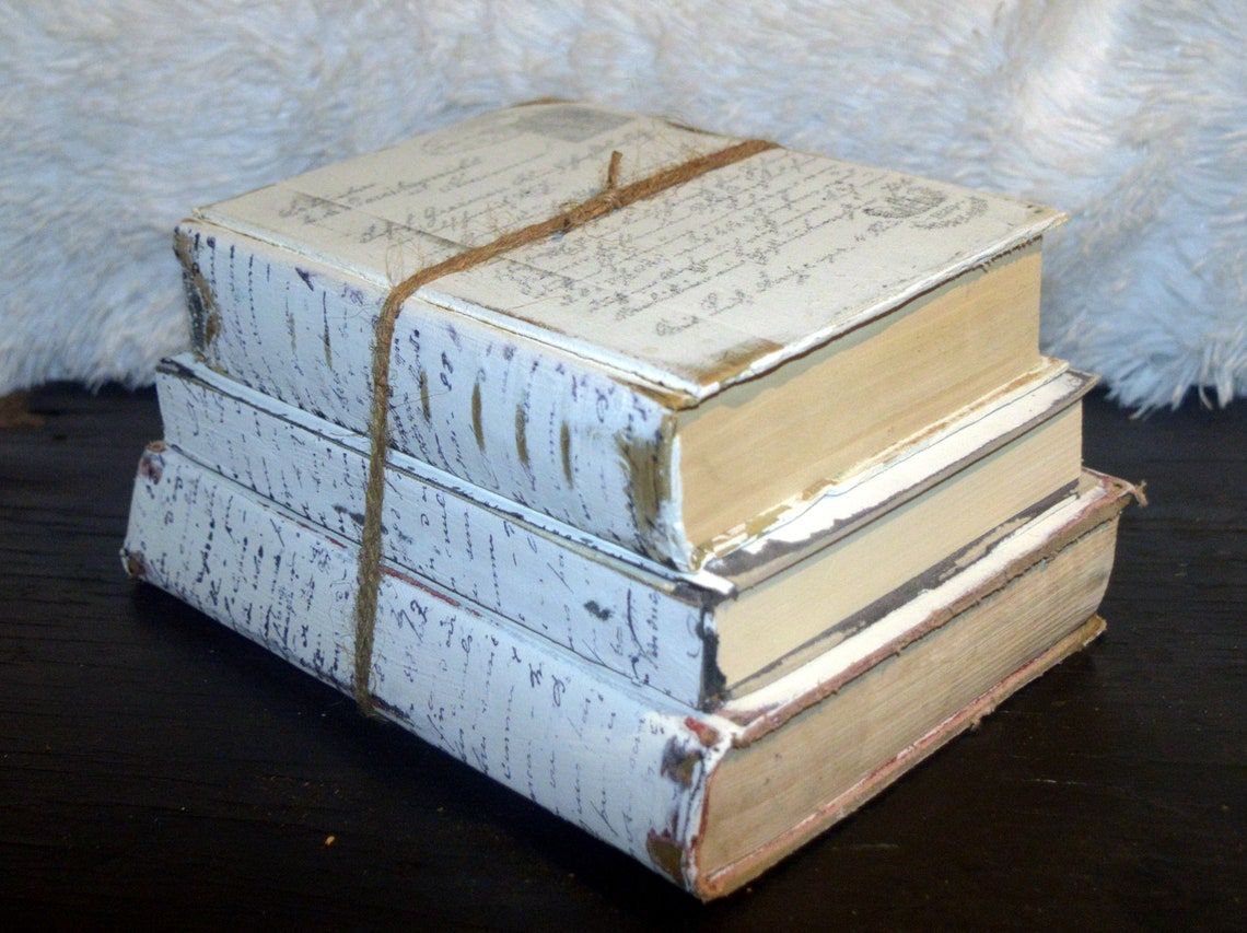 Old Book Stack Book Decor Neutral Shelf Decor French | Etsy