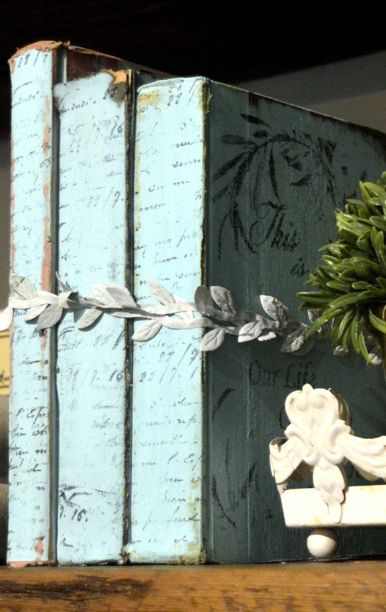 Painted Books Farmhouse Book Stack Distressed Vintage Books | Etsy