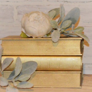 Gold Decorative Book Stack, Designer Bookshelf Decor, Set of 3 - Etsy