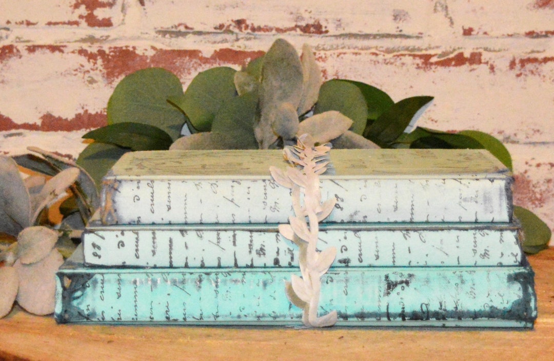 Old Painted Books Ombre Boho Bookshelf Decor Vintage Books - Etsy