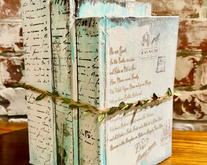 Old Book Stack, Rustic Book Decor, Fairytale Designer Books, Nursery ...