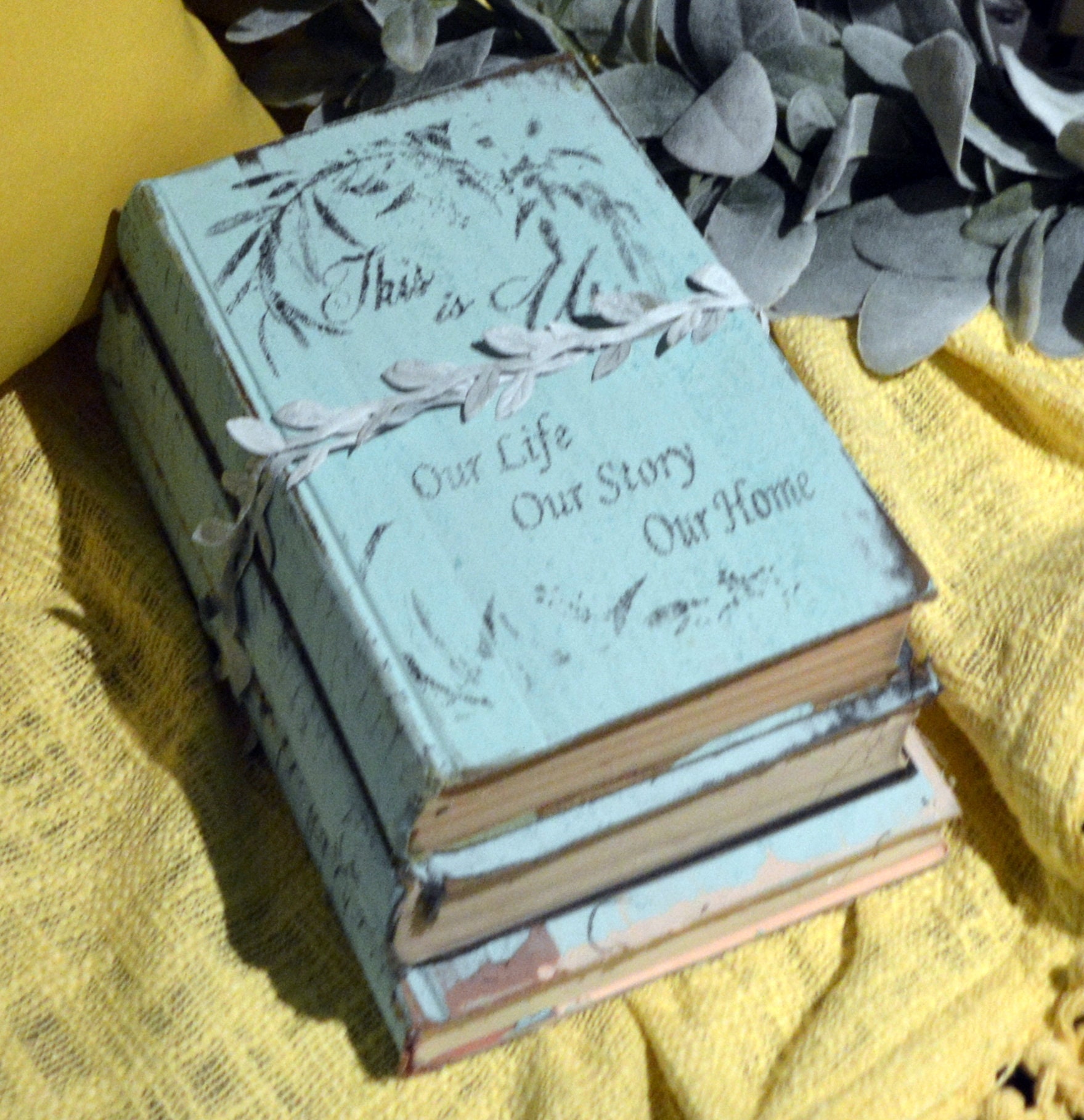 Painted Books Farmhouse Book Stack Distressed Vintage Books | Etsy