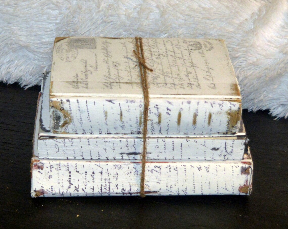 Old Book Stack Book Decor Neutral Shelf Decor French | Etsy