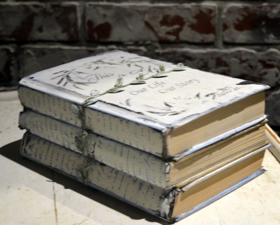 Old Book Stack Book Decor Neutral Shelf Decor French - Etsy