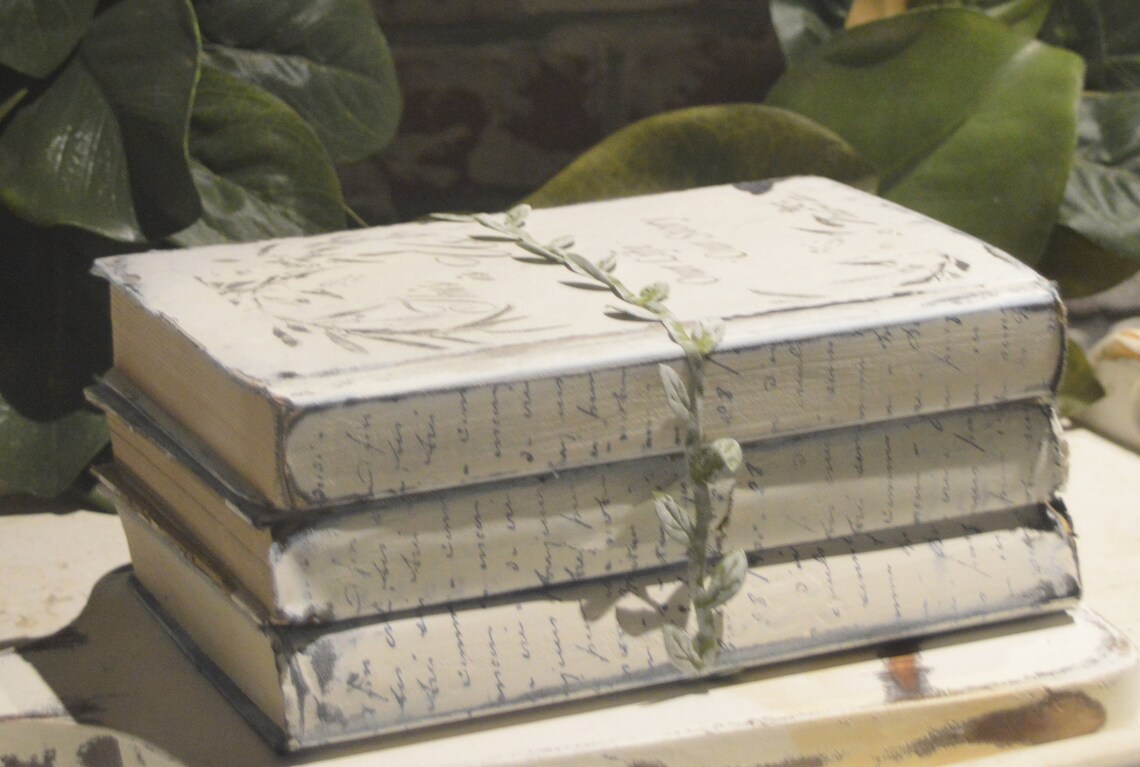 Old Book Stack Book Decor Neutral Shelf Decor French - Etsy