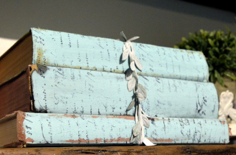 Painted Books Farmhouse Book Stack Distressed Vintage Books | Etsy