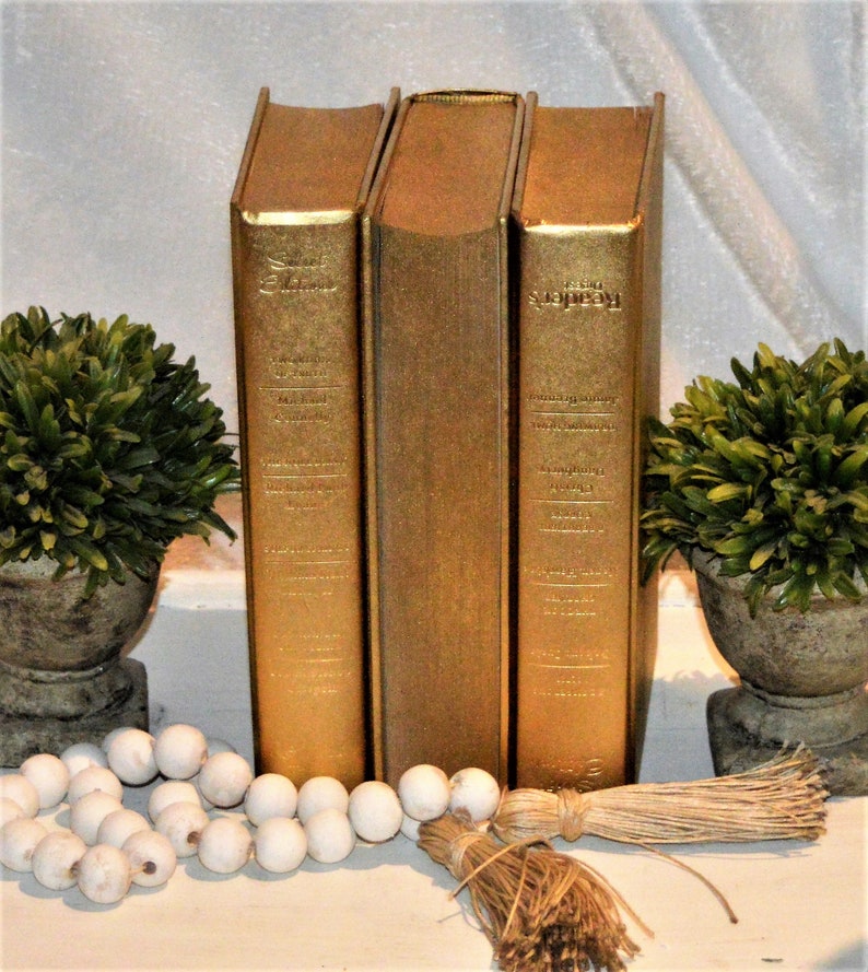 Decorative Books Designer Book Decor Bookshelf Decor Gold - Etsy