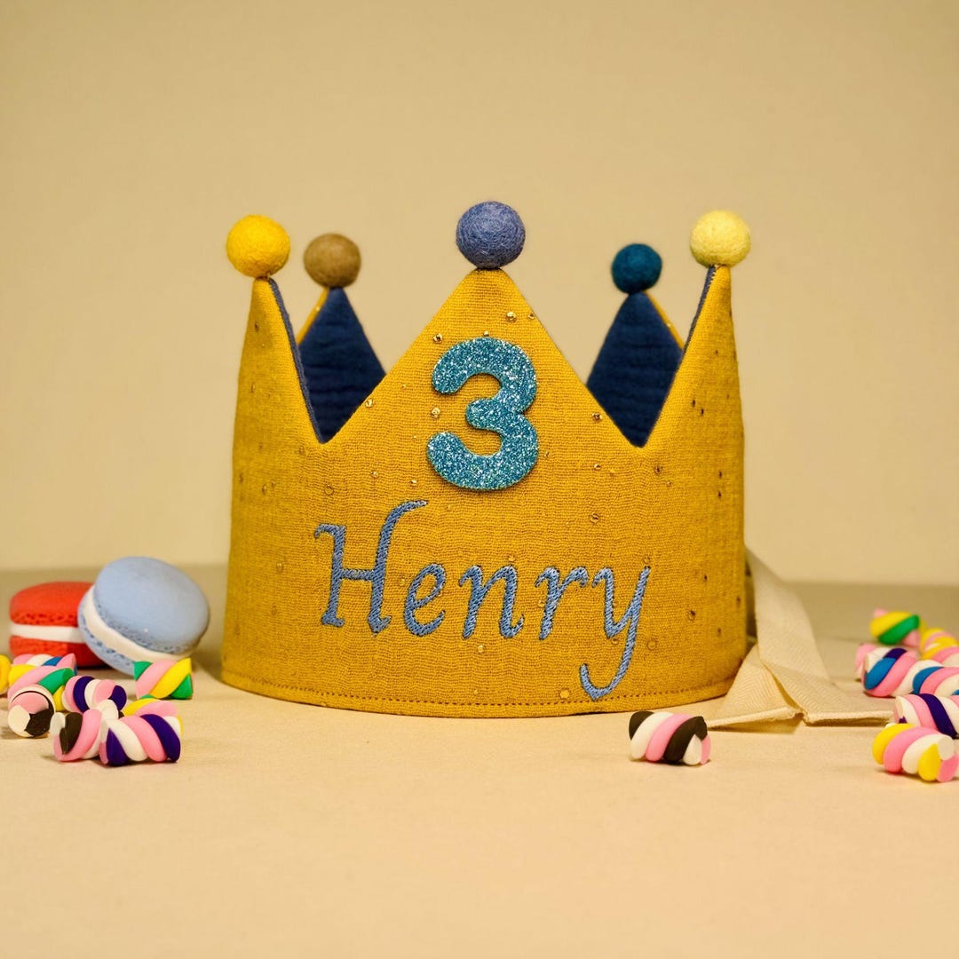 Personalized Children's Birthday Crown - Muslin Crown With Name ...