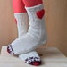 Cream Wool Socks, Heart Socks, Knit Wool Socks, Valentines Socks ...