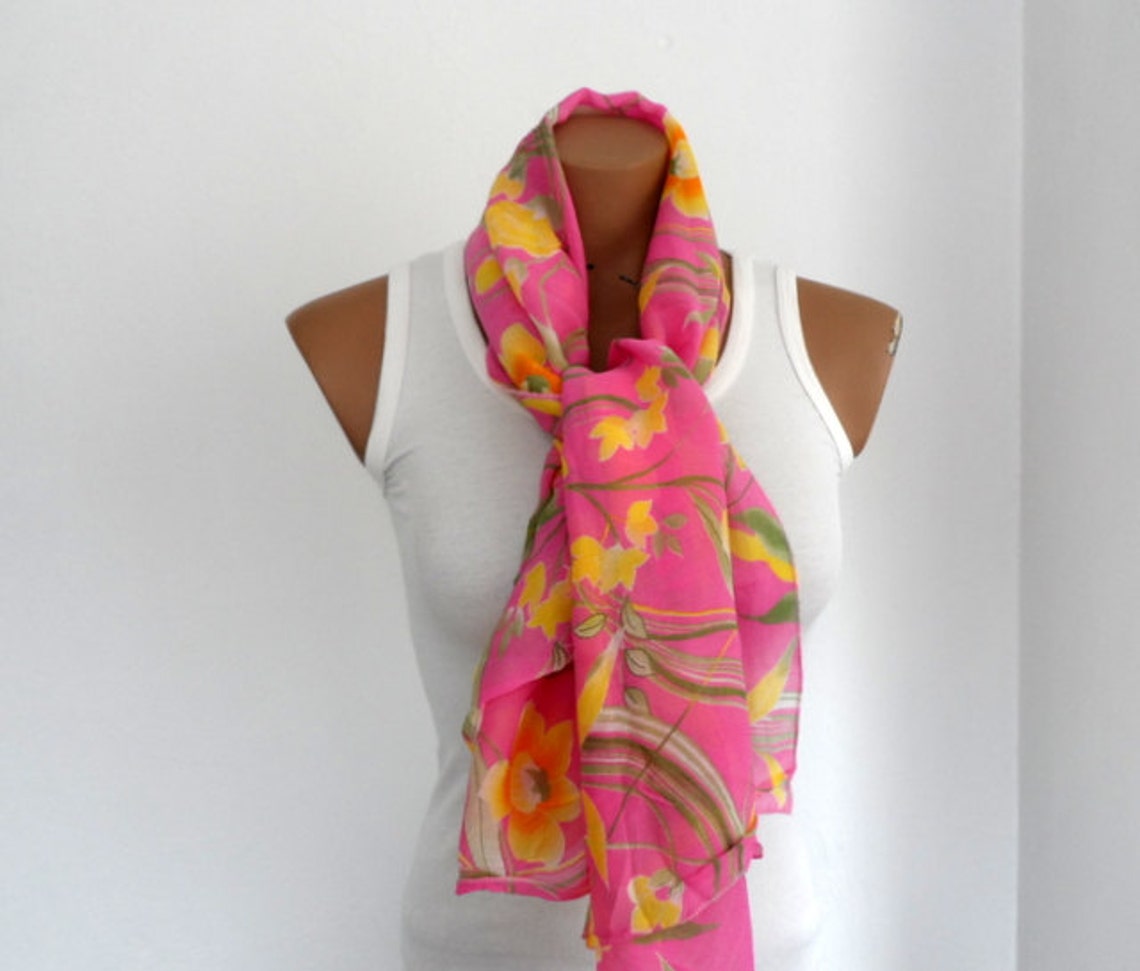 Summer Pareo, Beach Pareo, Soft Pink Yellow Green Pareo, Women Scarf ...