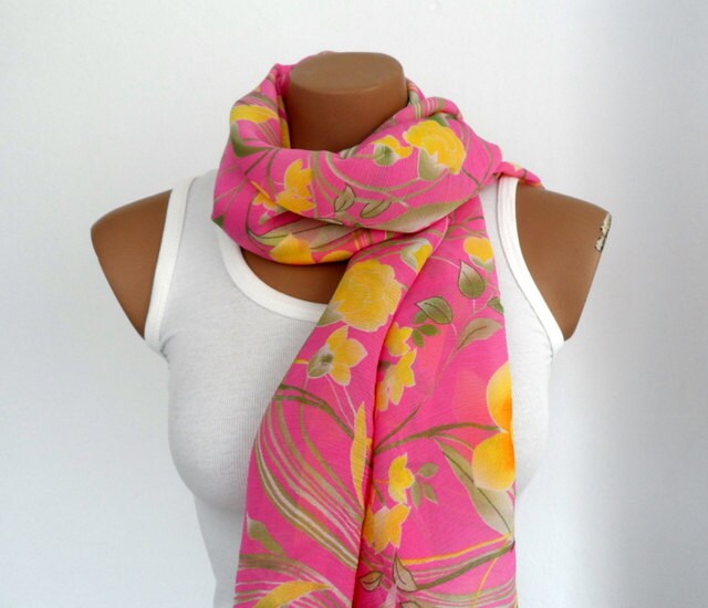 Summer Pareo, Beach Pareo, Soft Pink Yellow Green Pareo, Women Scarf ...
